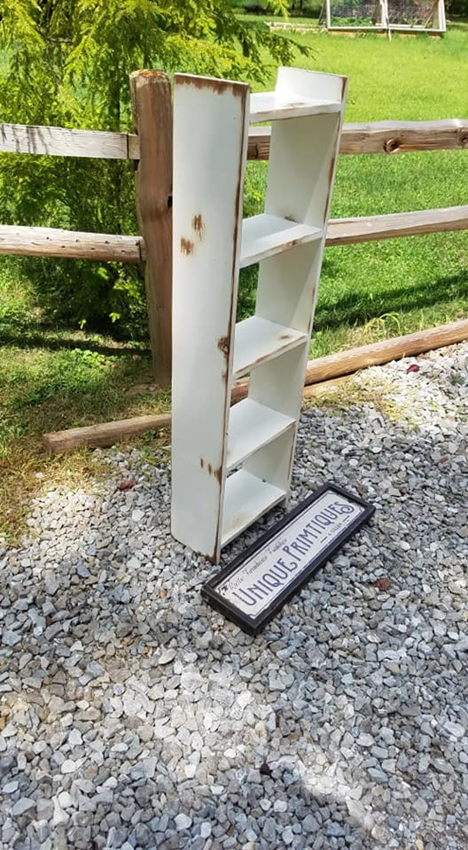 RUSTIC FARMHOUSE LADDER Bookcase Farm House Shelving Reclaimed Wood ...