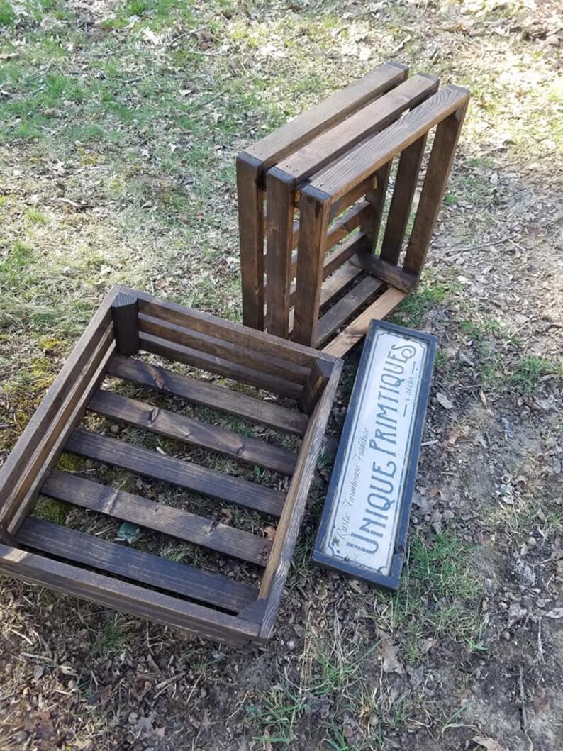 FARMHOUSE CRATE Rustic Reclaimed Wood Dark Walnut Farm House Wall Shelf ...