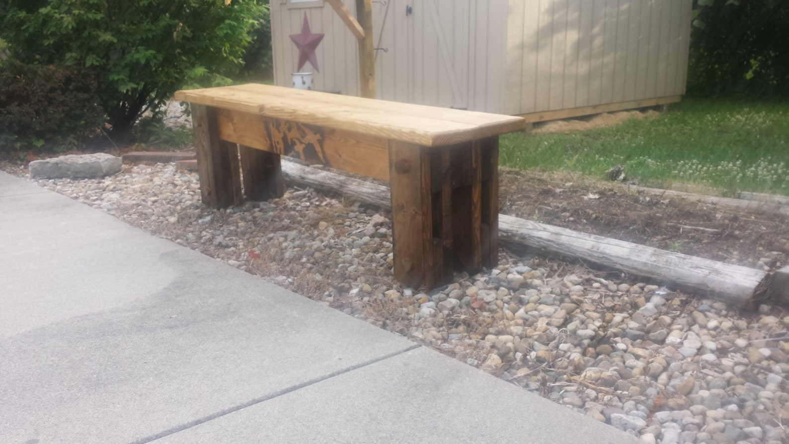 RUSTIC FARMHOUSE BENCH Fire Burned Duck Art Scene Wood Bench 14 ...