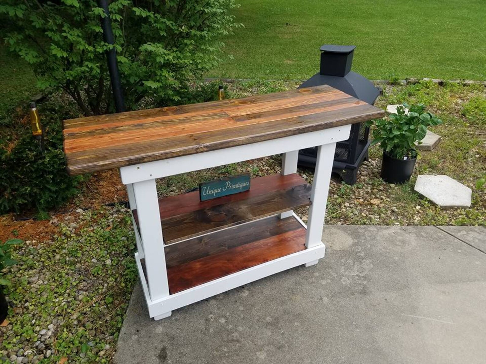 Rustic BAR Kitchen Island Reclaimed Wood Table American Drk Walnut ...