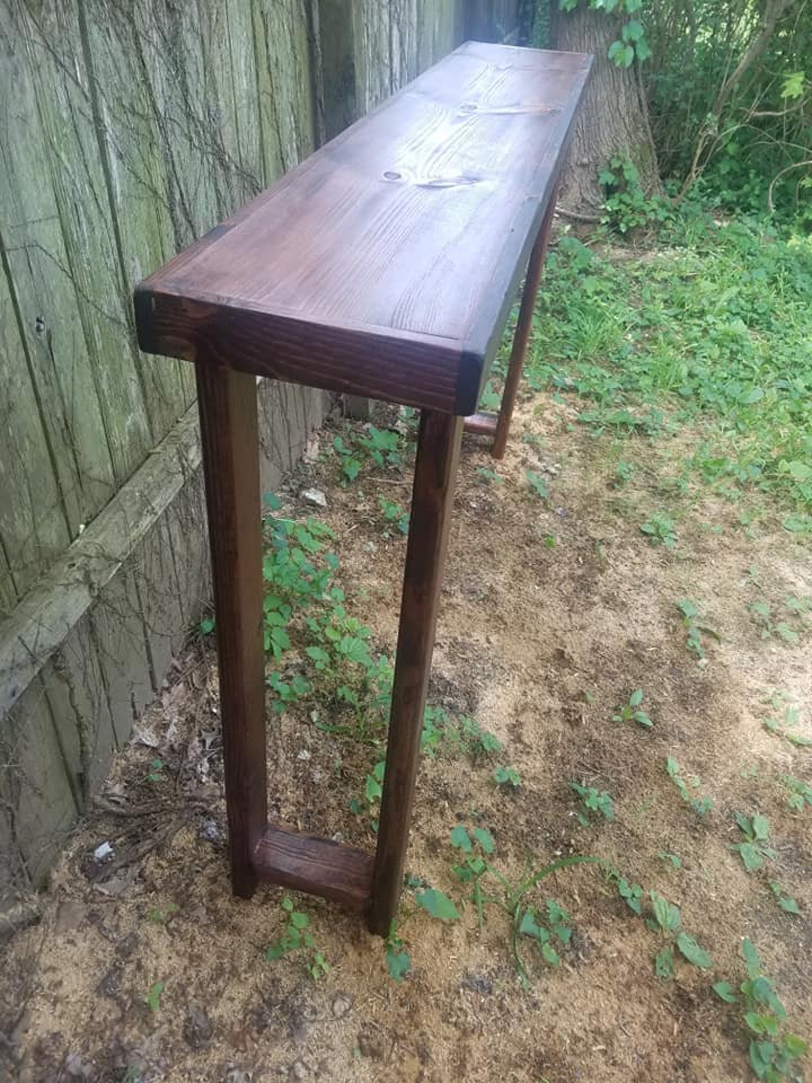 RUSTIC BAR TABLE Sofa Console Red Mahogany Long 12.75x70x43"h Large ...