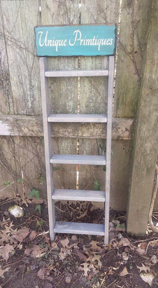 RUSTIC WOOD LADDER Shelf Primitive Gray Home Wall Decor | Etsy