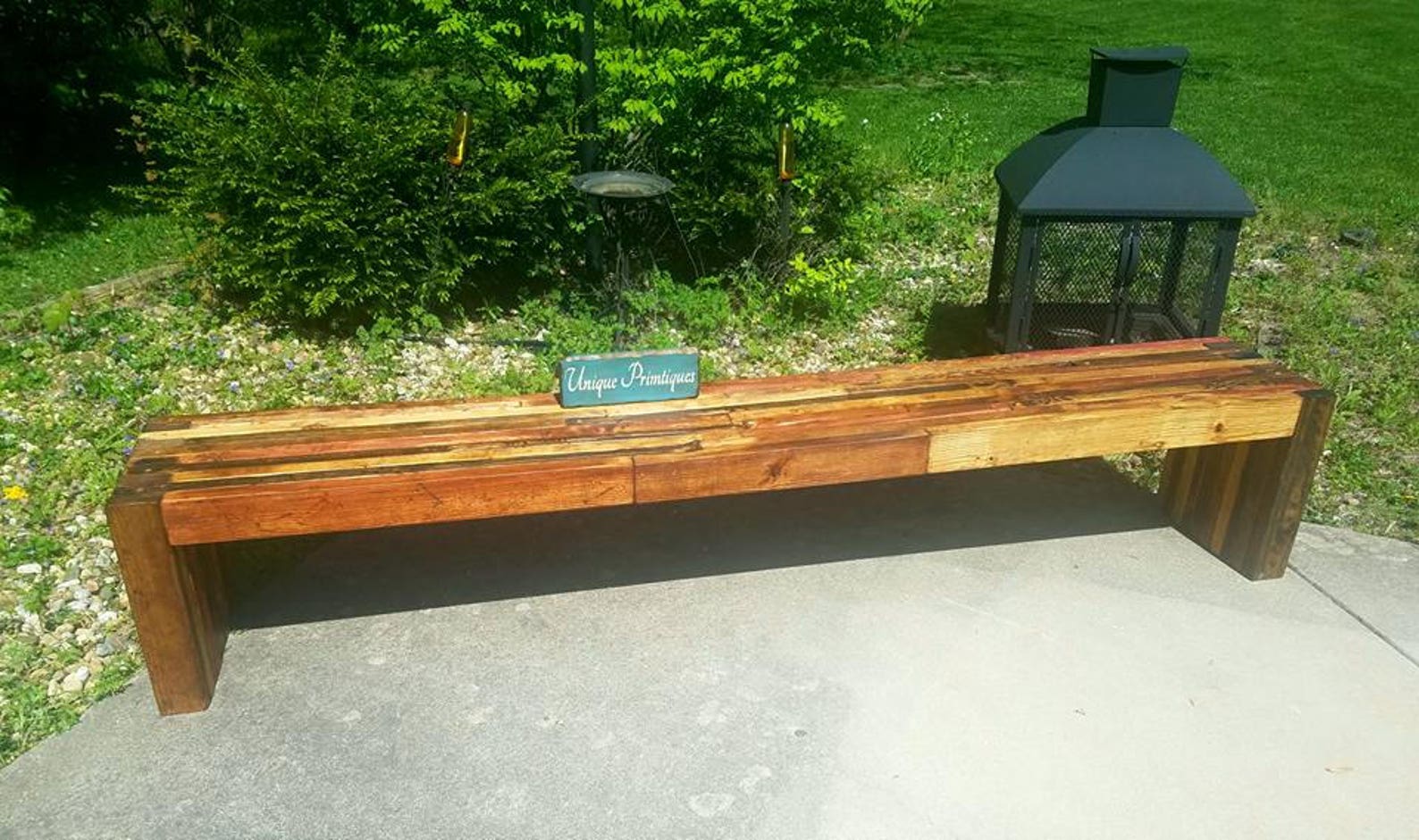 Reclaimed PALLET WOOD Rustic Bench by Unique Primtiques Salvaged Pine ...