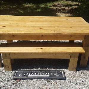 FARMHOUSE TABLE & Bench SET Rustic Farm House Table Primitive Country ...