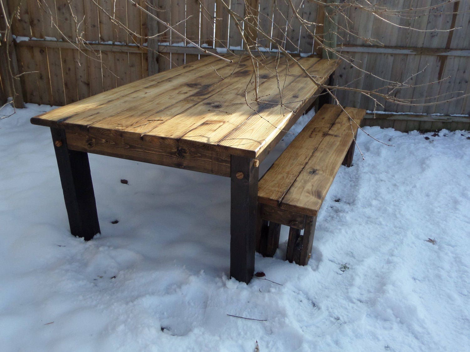 RUSTIC Wood TABLE Large Set Cabin Farmhouse 48x96x31h 8-Foot | Etsy