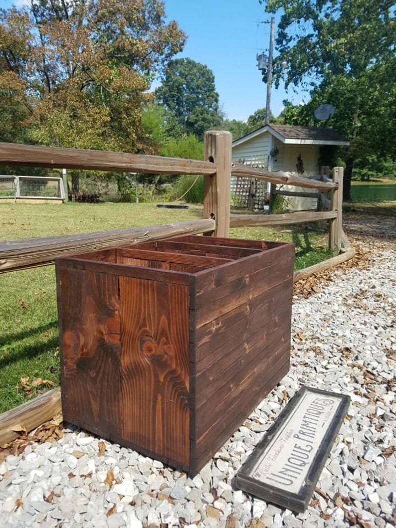 Rustic FARMHOUSE BOX CRATE W Dividers Bathroom Kitchen Wine | Etsy