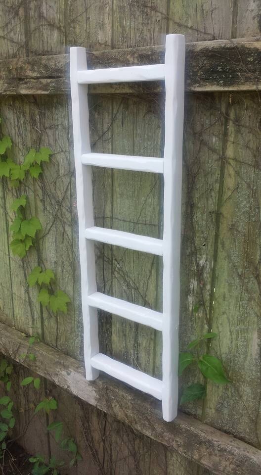 RUSTIC WOOD LADDER Primitive White Home Wall Decor 11 w | Etsy