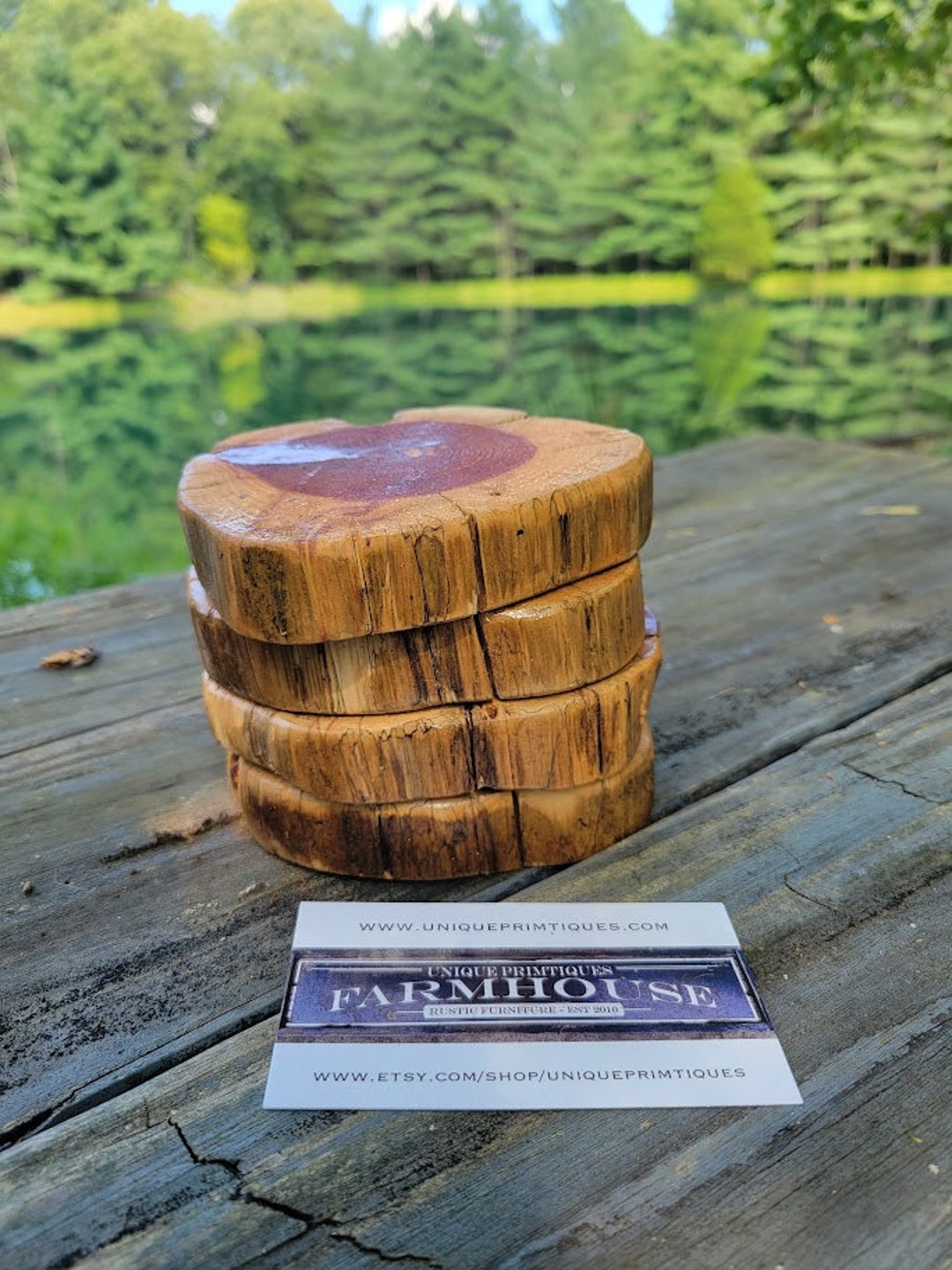 RED CEDAR Set of Four Beautiful Natural Wood COASTERS From Unique ...