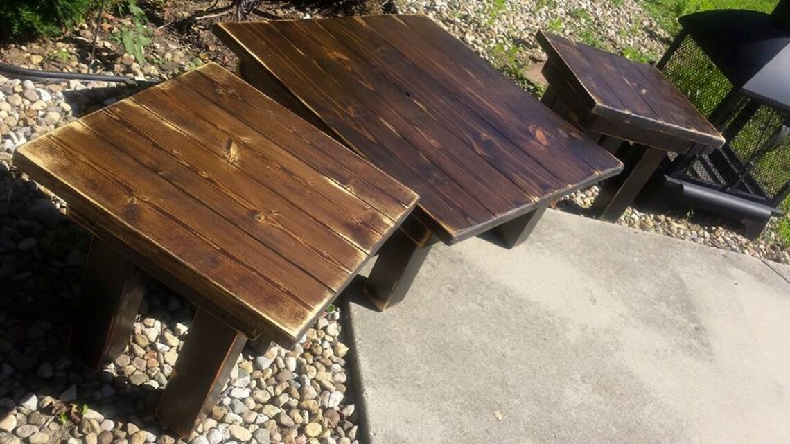 Rustic FARMHOUSE COFFEE TABLE Set Farm House Distressed Dark - Etsy