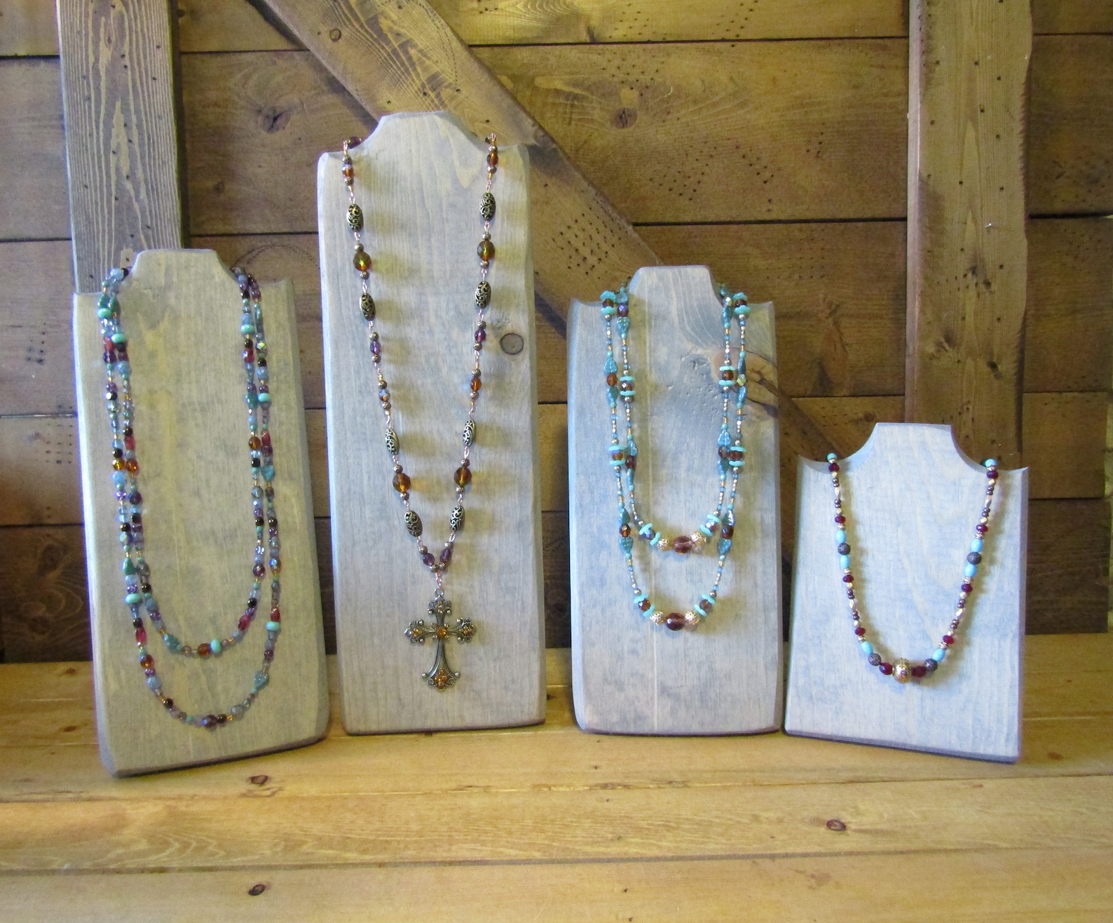 Rustic JEWELRY DISPLAY Necklace Stand Holder SET Of Four | Etsy