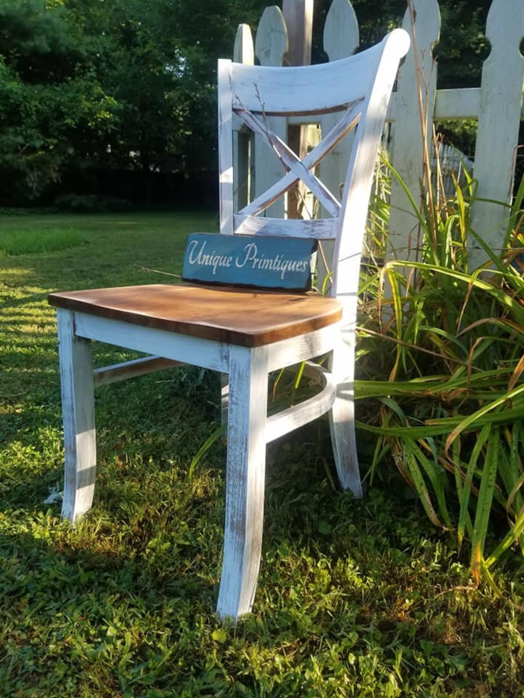 Beautiful Rustic Wood Malaysian Oak CHAIR Solid Wood X-back Style ...