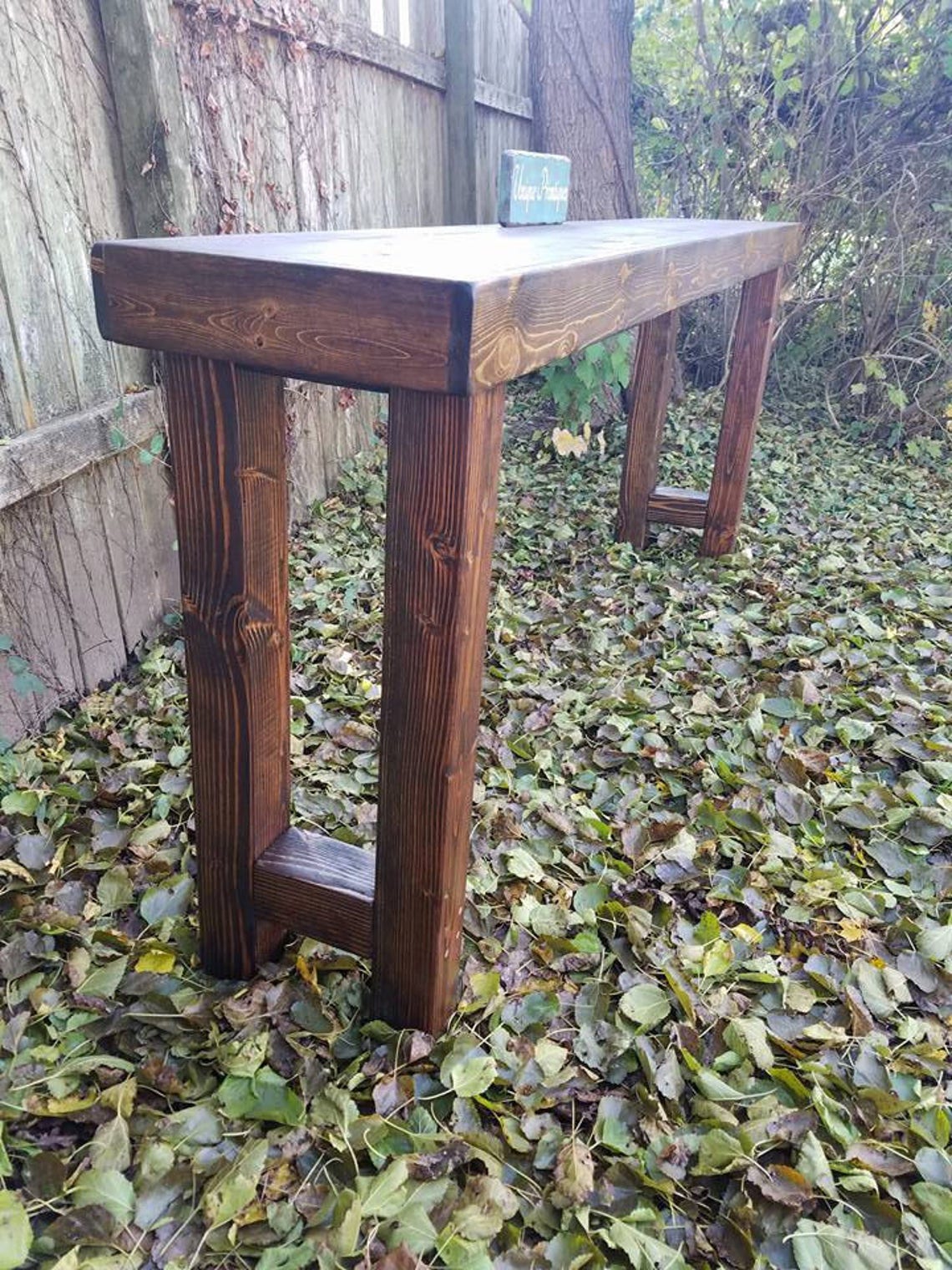 LARGE Rustic BAR TABLE Dark Walnut Reclaimed Wood Console Sofa - Etsy