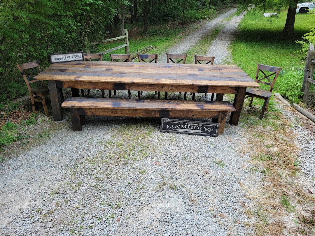 Rustic FARM TABLE 10 12 14 Foot FT Set W/you Pick Chairs Farmhouse ...