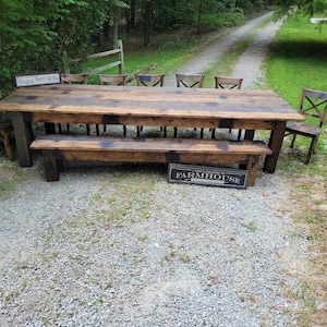 Rustic FARM TABLE 10 12 14 Foot FT Set W/you Pick Chairs Farmhouse ...