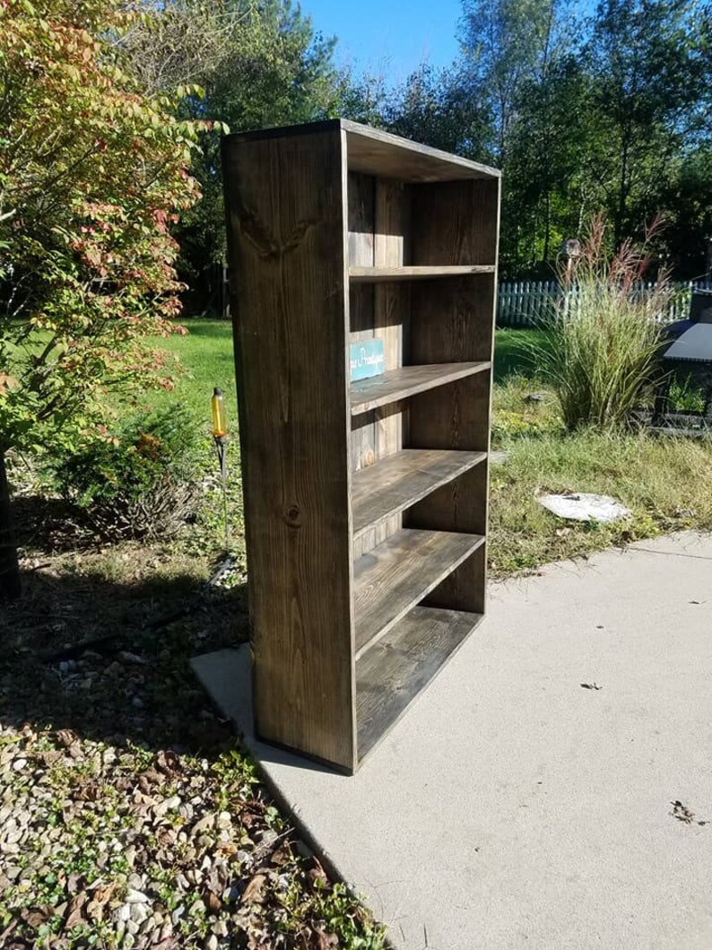 Rustic Wood Bookcase Shelf Reclaimed Barn Wood Look Primitive Book ...