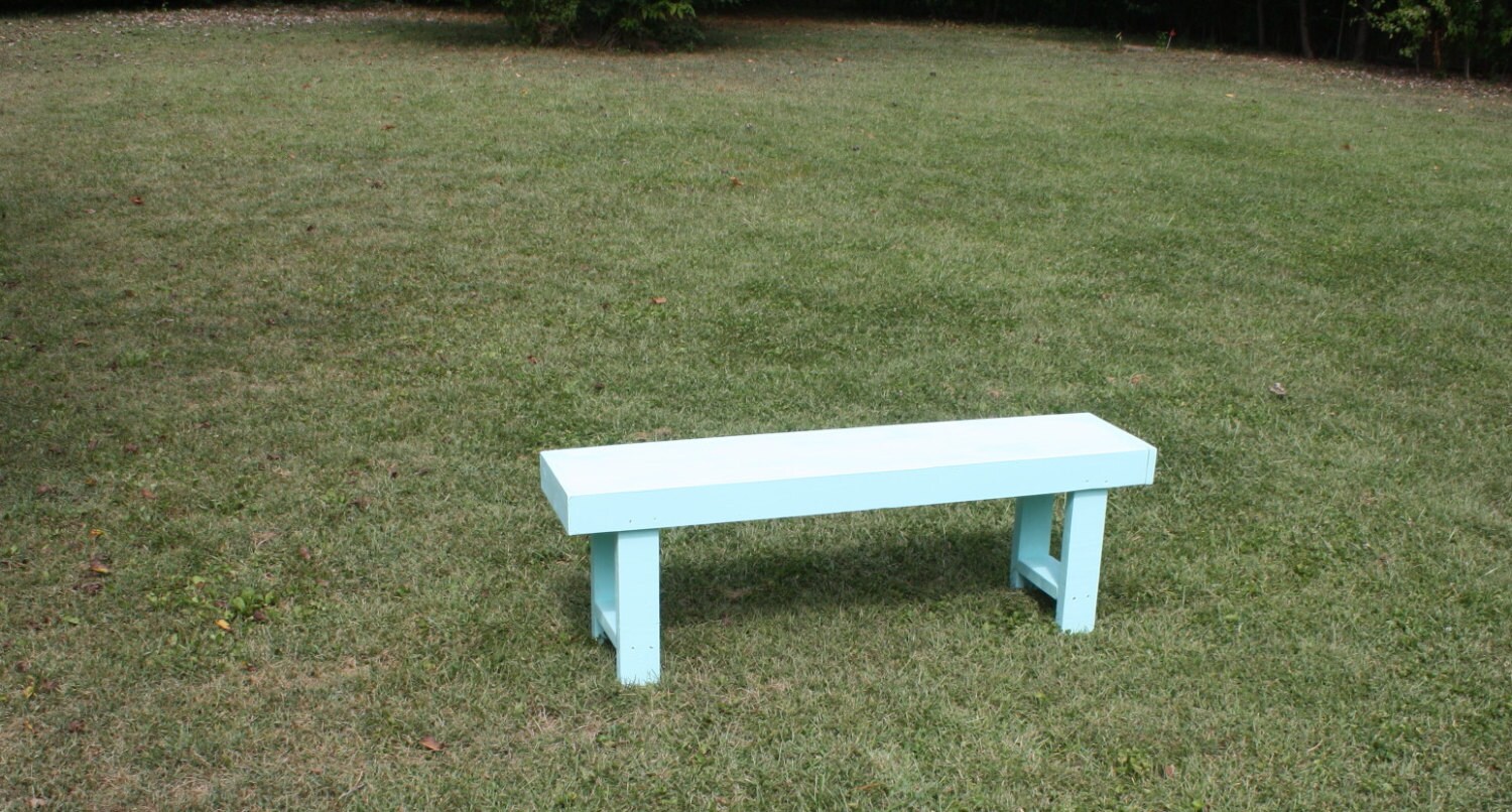 Coastal Living Seaside AQUA Blue Wood Bench By Unique | Etsy