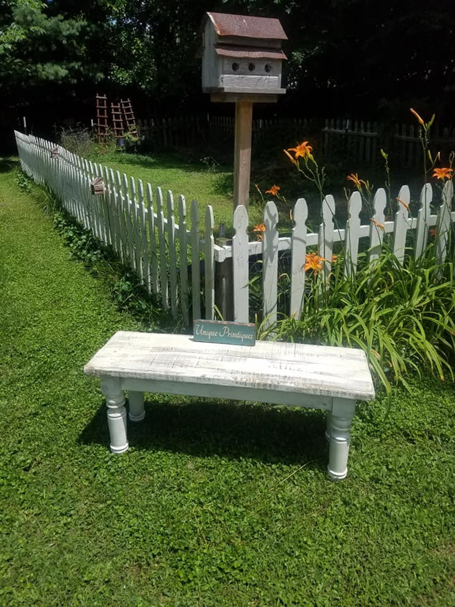 French Country Chic Rustic WOOD BENCH W/ Turned Legs Reclaimed | Etsy