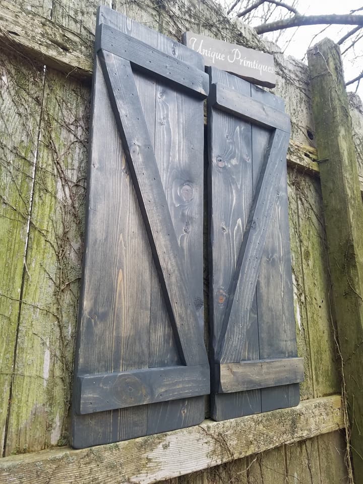 RUSTIC WOOD SHUTTERS Farmhouse Barn Door Z Carbon Gray | Etsy