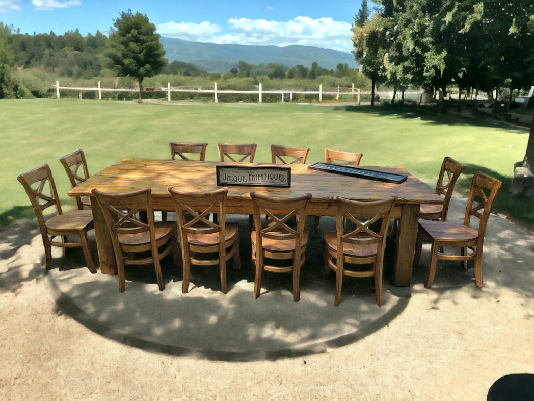 Rustic FARM TABLE 8 Ft 10 Ft 12 Foot Set W you Pick Chairs Farmhouse Country Cabin Distressed Large Kitchen Dining Table Custom Sizes Colors Etsy