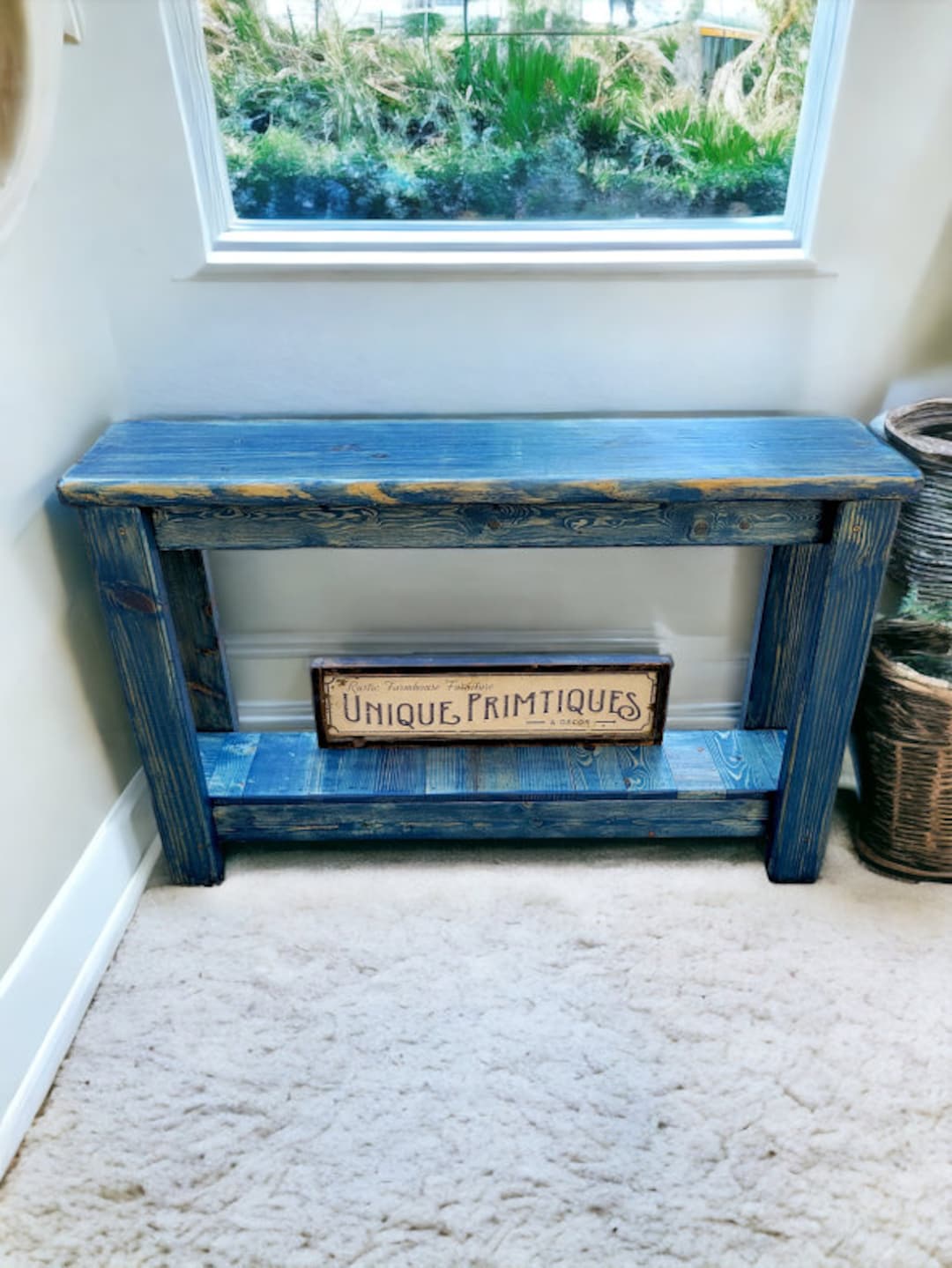 Entryway Hall CONSOLE Table RUSTIC WOOD Sofa Tv Stand Shelving Accent ...