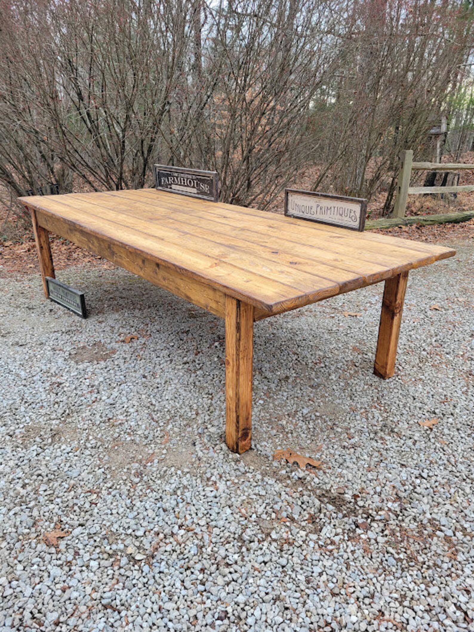 MASSIVE Rustic FARM TABLE Farmhouse Primitive Country Cabin Distressed ...
