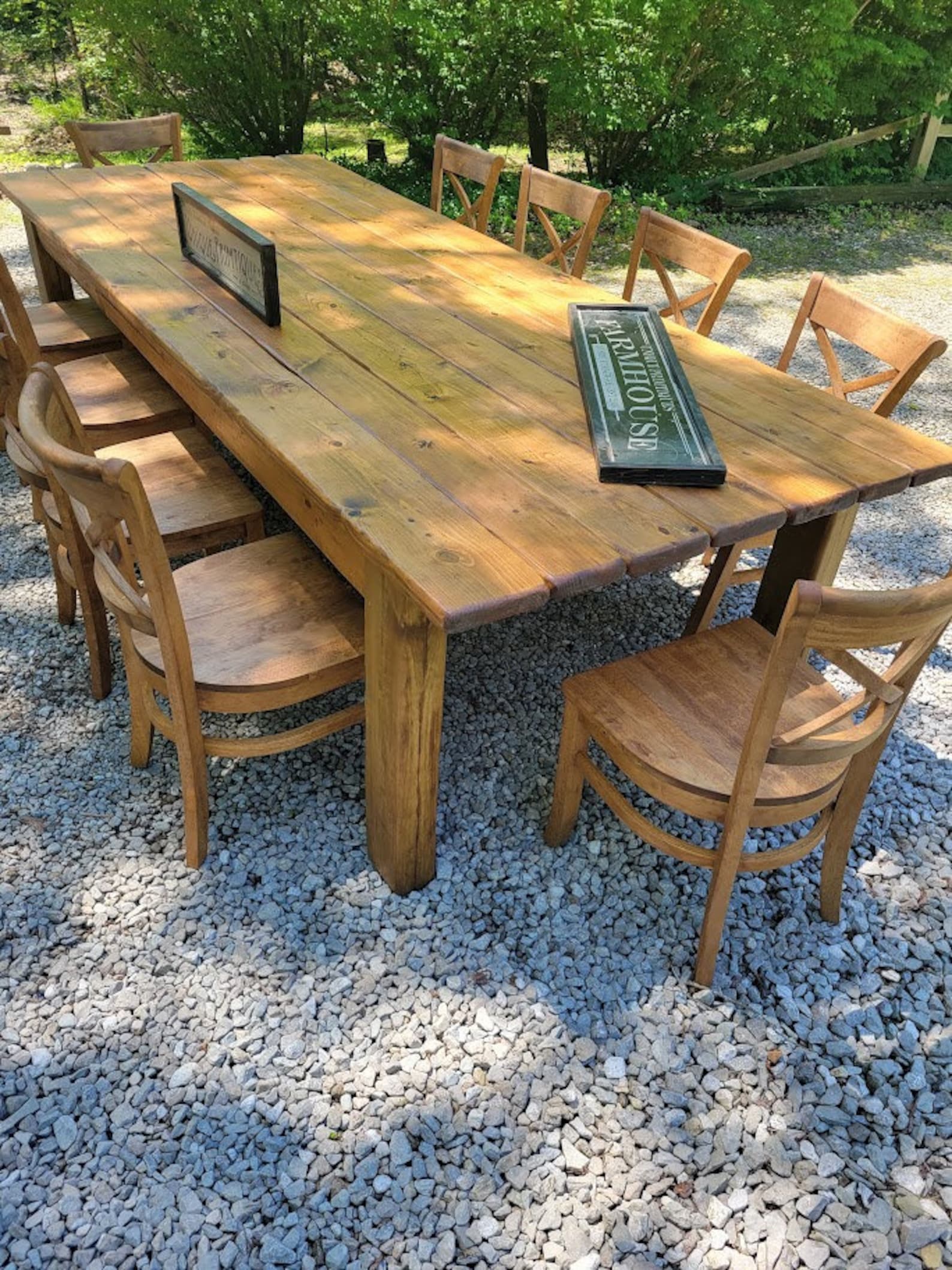 Rustic FARM TABLE 10 Ft or 12 Foot Set W/you Pick Chairs Farm House ...