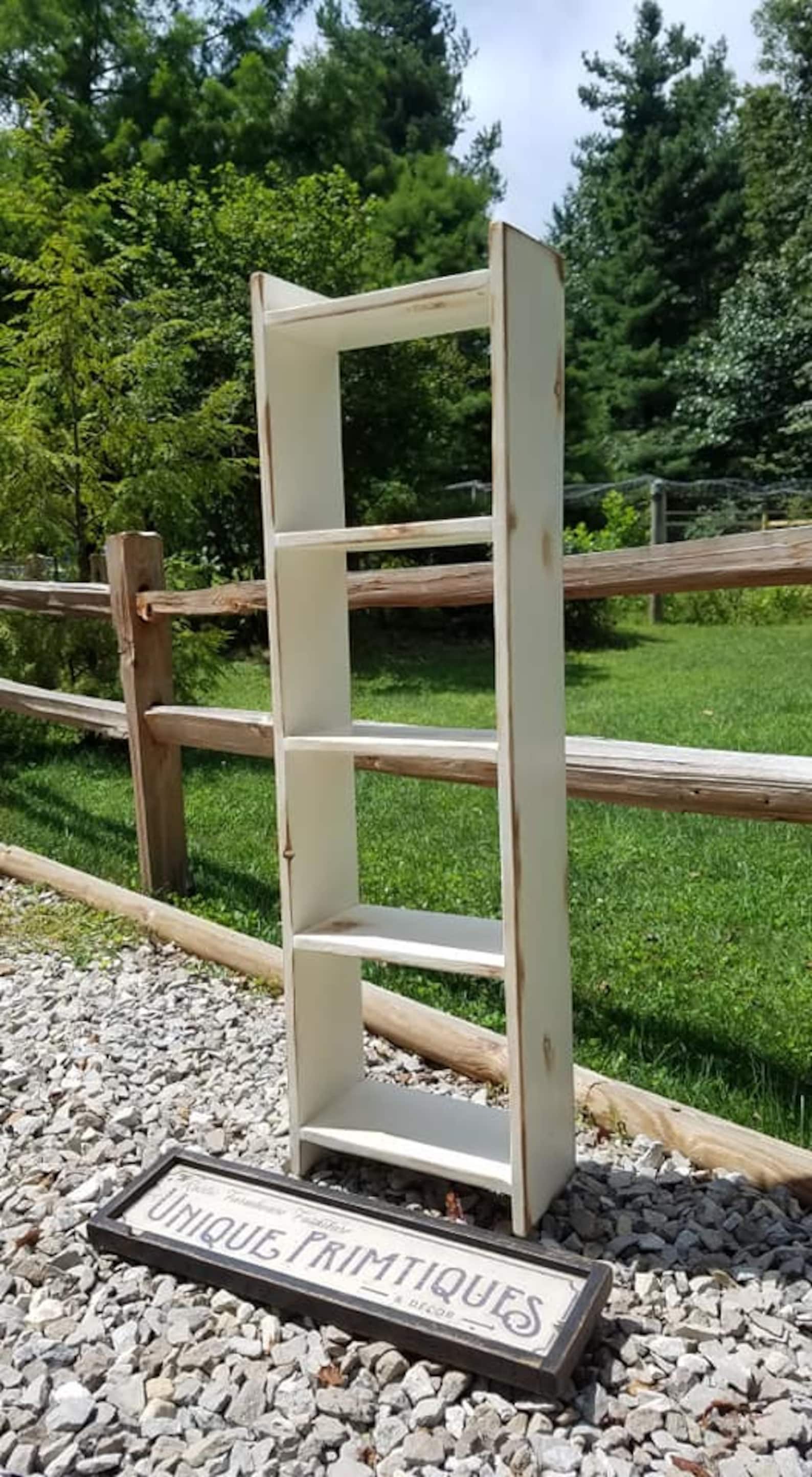 RUSTIC FARMHOUSE LADDER Bookcase Farm House Shelving Reclaimed Wood ...