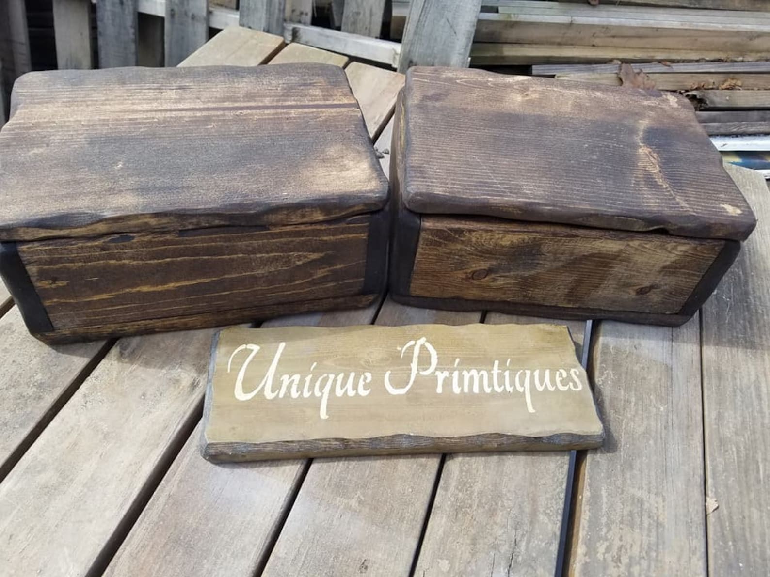 Rustic Nesting Lid Box Reclaimed Wood Tray Box Candle Holder | Etsy