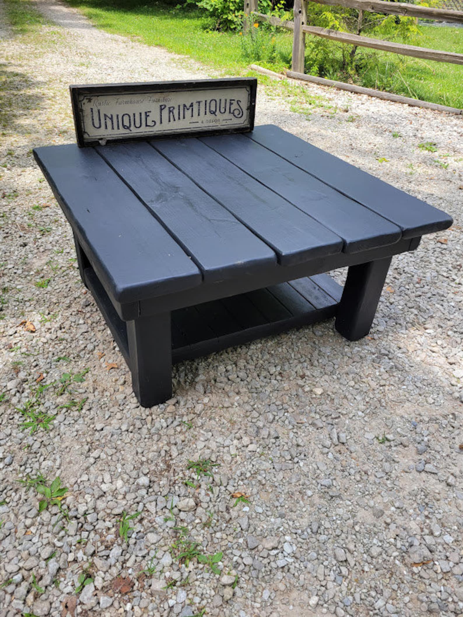 RUSTIC FARMHOUSE COFFEE Table Ext Large Square Shelf Farm House Living ...