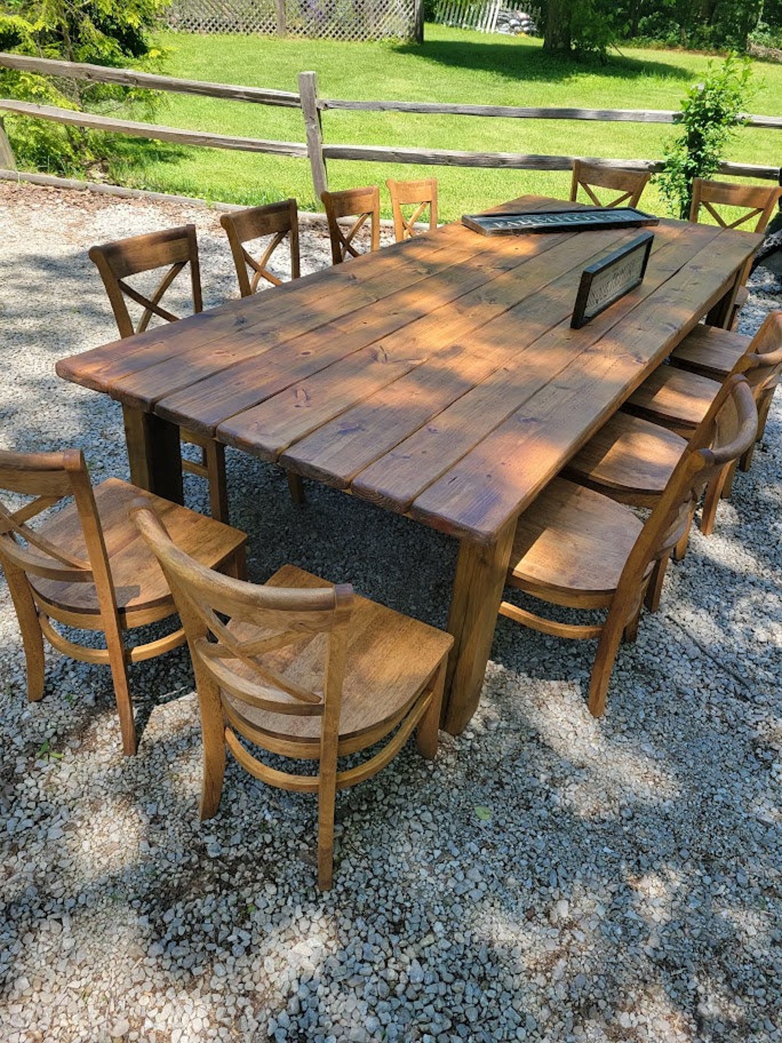 Rustic FARM TABLE 10 Ft or 12 Foot Set W/you Pick Chairs Farm House ...