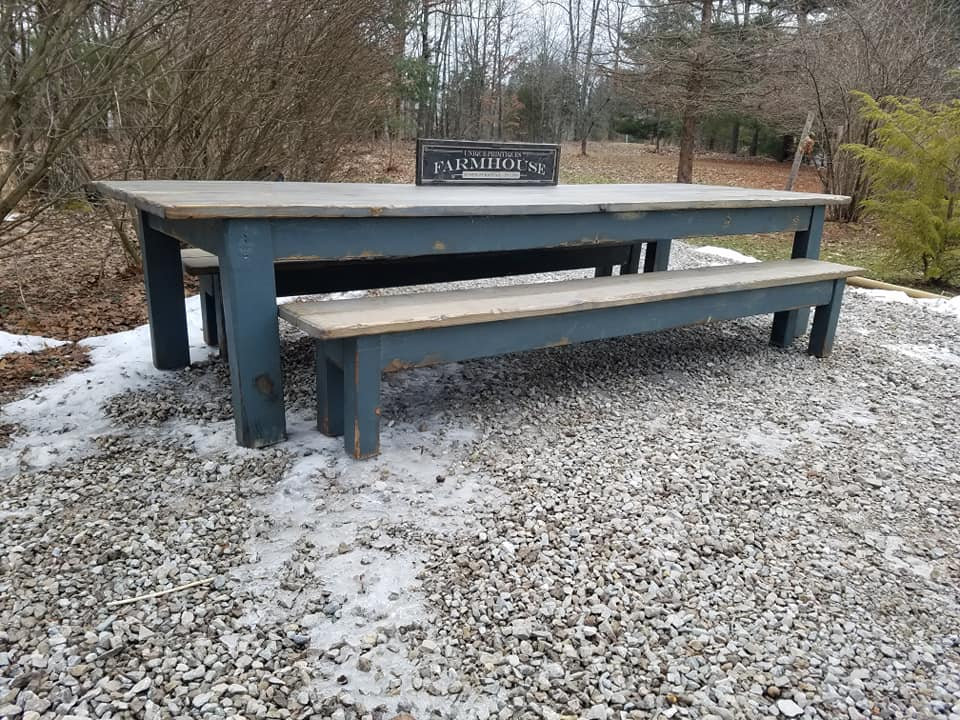 RUSTIC 12-ft FARMHOUSE TABLE Set Farm House Kitchen Dining | Etsy