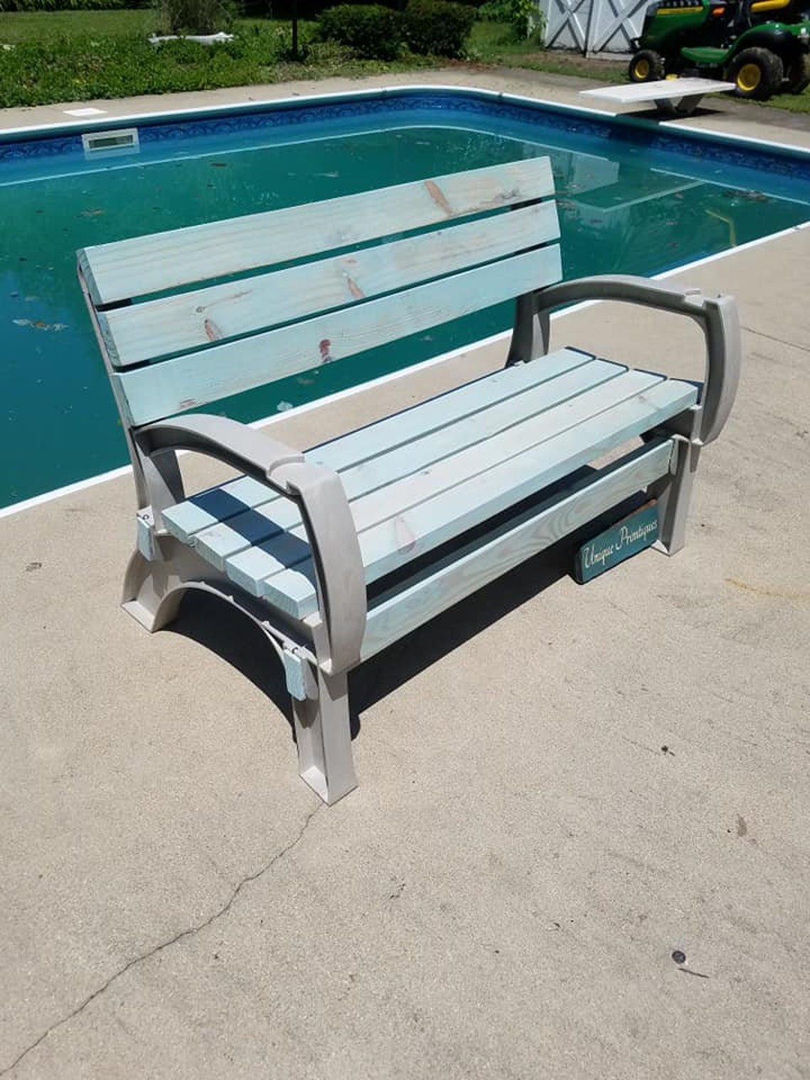 RUSTIC WOOD BENCH Coastal Bleached Blue Indoor Outdoor W/back - Etsy