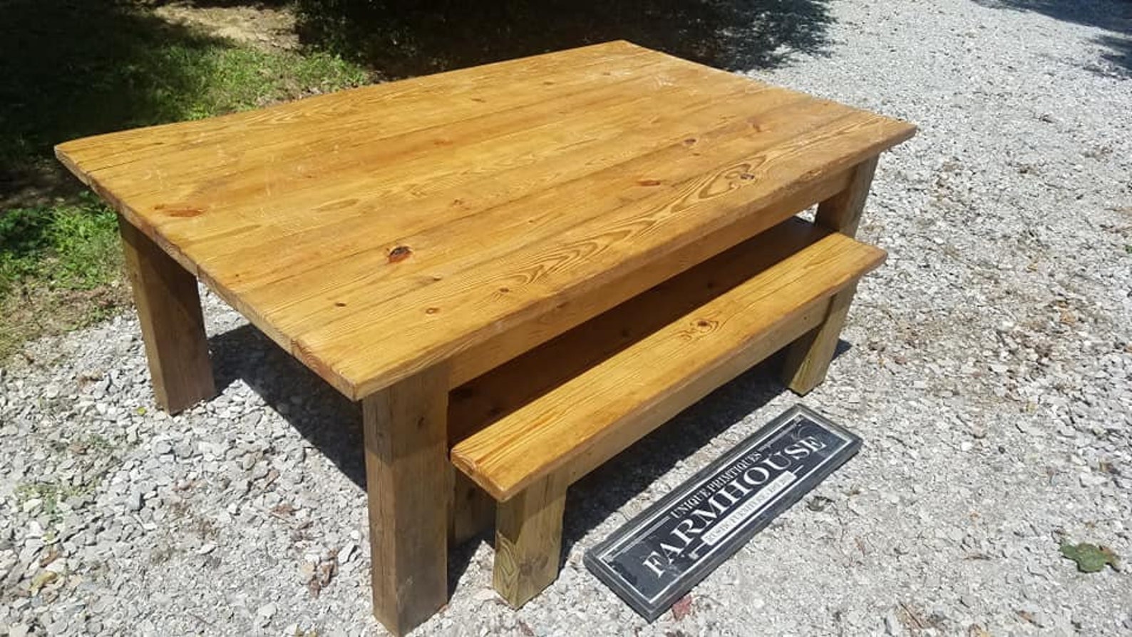 FARMHOUSE TABLE & Bench SET Rustic Farm House Table Primitive - Etsy