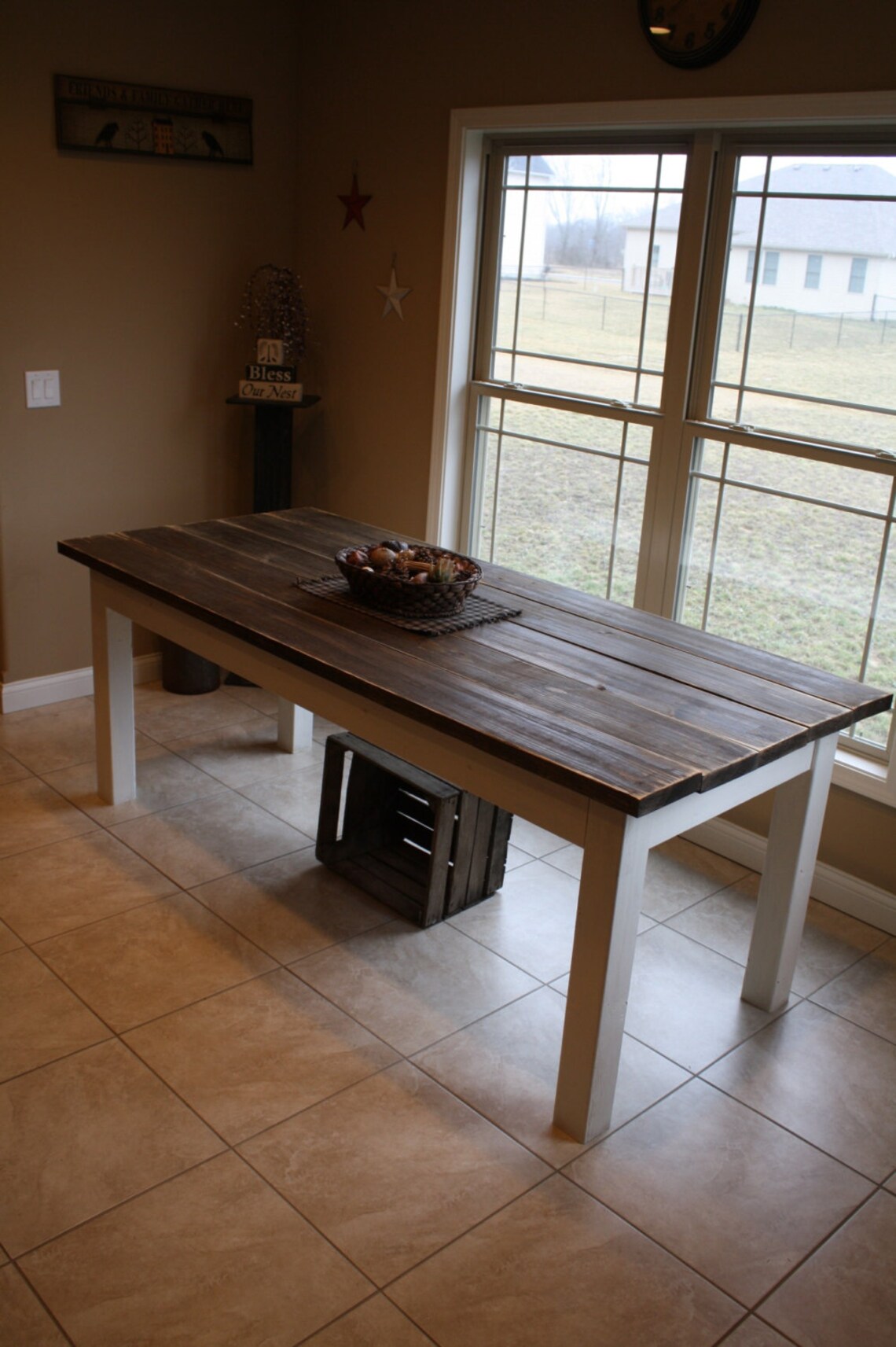 10-FT FARMHOUSE TABLE Rustic Farm House Kitchen Dining Dark | Etsy