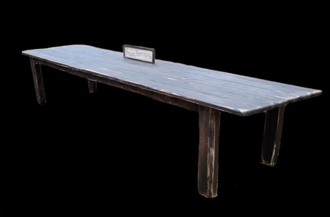 MASSIVE Rustic FARM TABLE Farmhouse Primitive Country Cabin Distressed ...