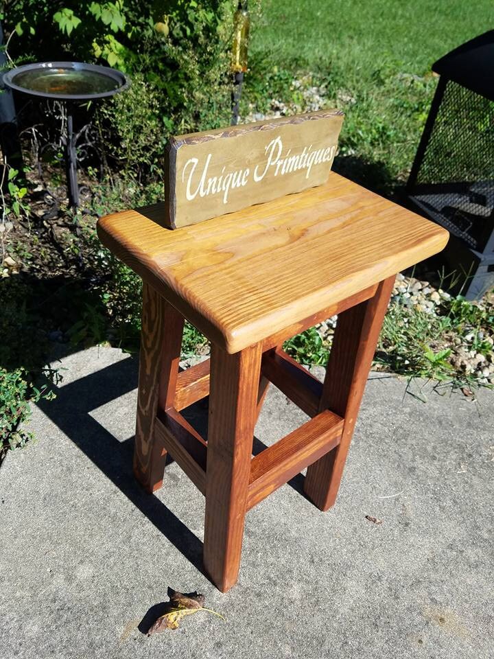 RUSTIC FARMHOUSE BAR Stool Farm House Kitchen American Walnut Cherry ...