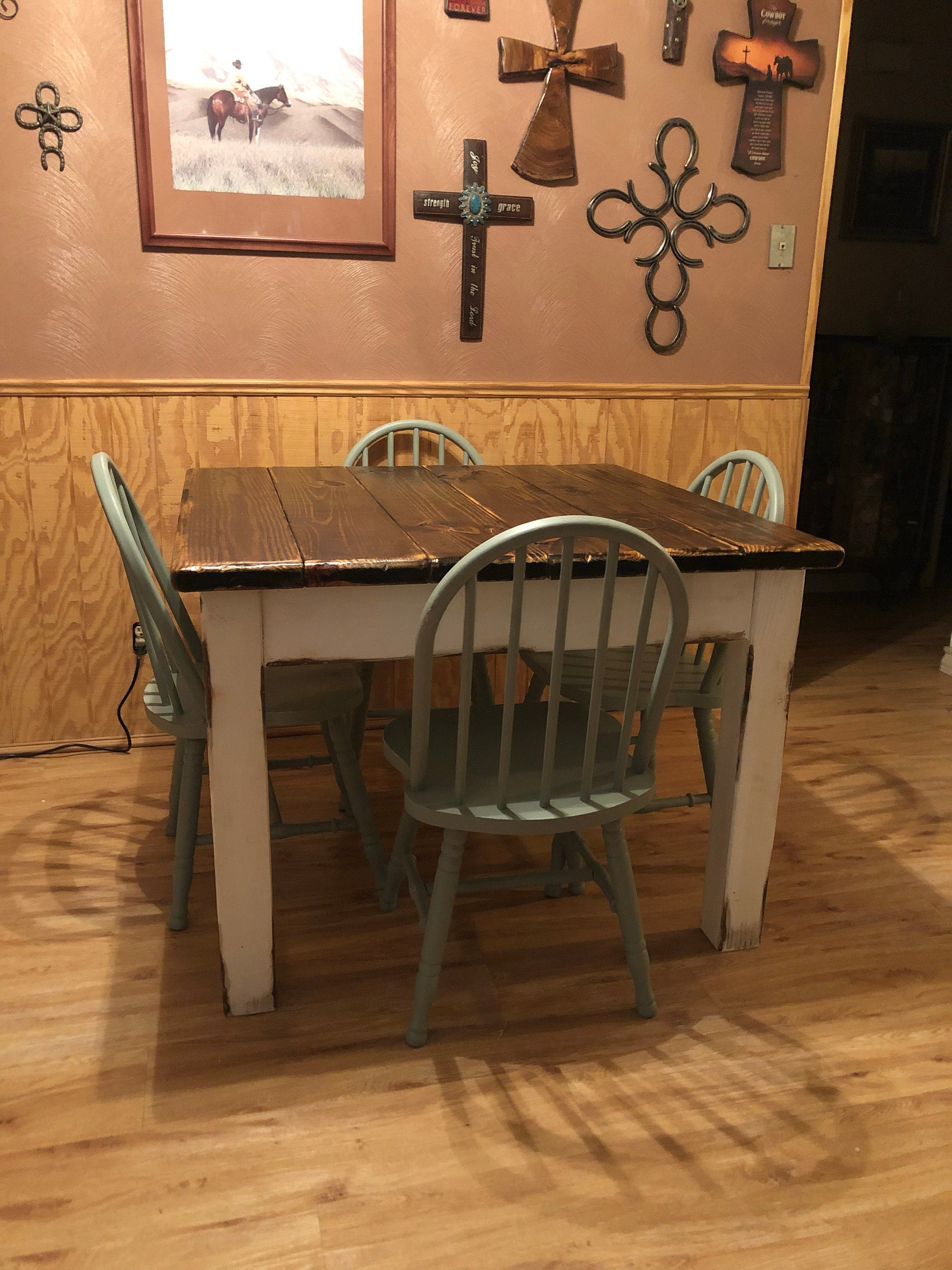 RUSTIC FARMHOUSE TABLE Small Kitchen Dining Farm House Reclaimed Wood ...