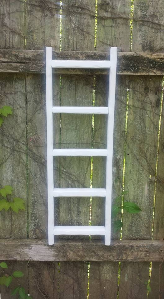 RUSTIC WOOD LADDER Primitive White Home Wall Decor 11 w | Etsy