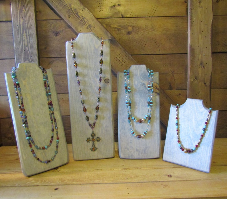 Rustic JEWELRY DISPLAY Necklace Stand Holder SET of Four - Etsy