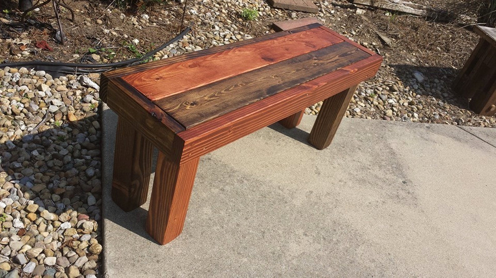 RUSTIC WOOD BENCH Dark Walnut & American Walnut Solid Wooden | Etsy