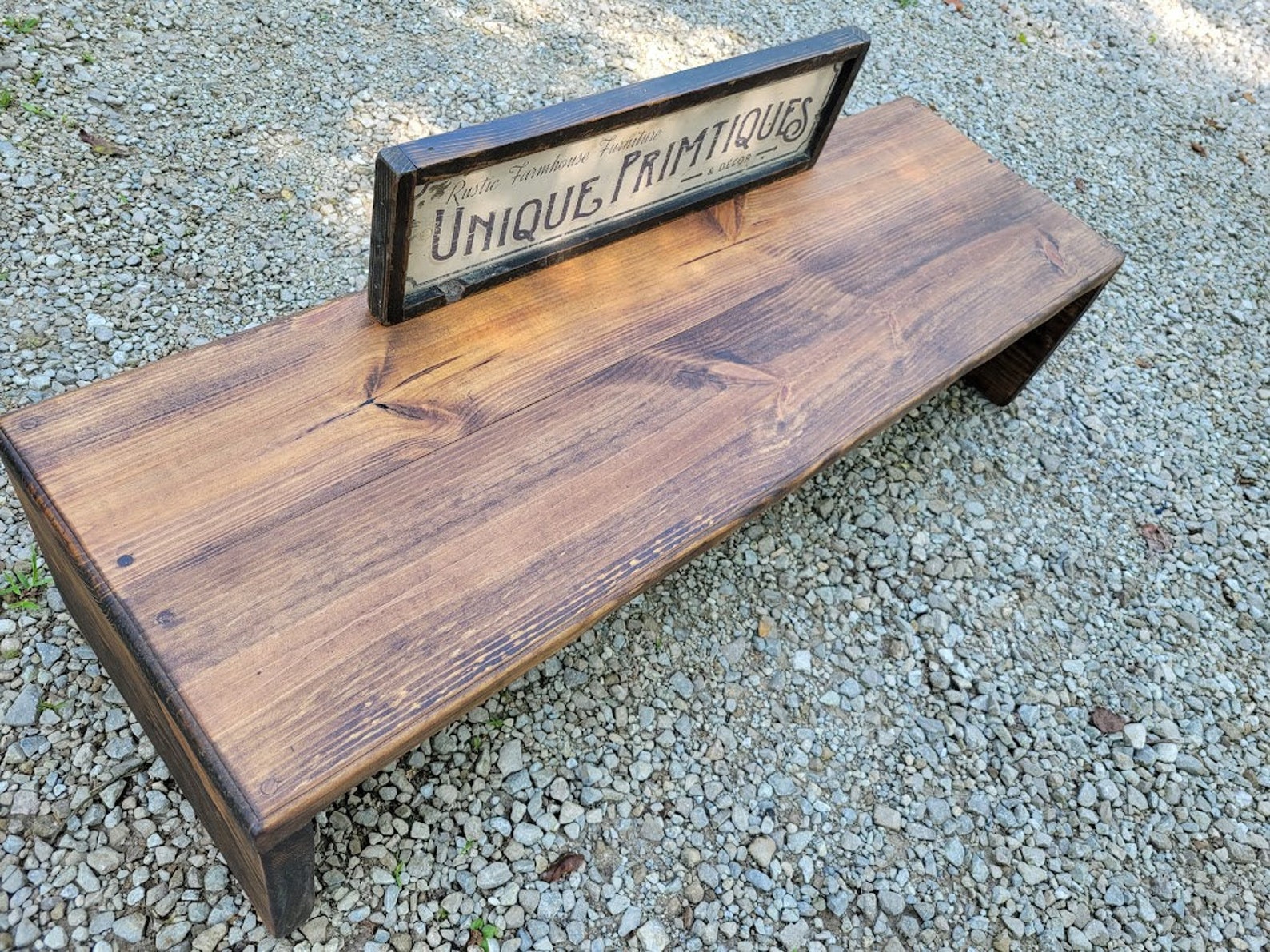 Rustic TABLE RISER Floor Desk Bench Large Centerpiece TV Entertainment ...