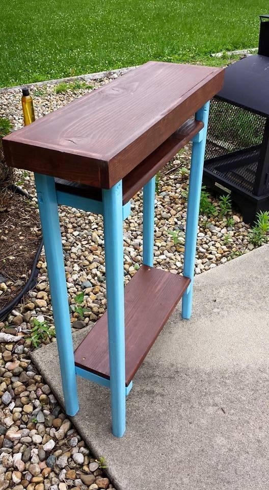 Mountain Blue Paint / Dark Mahogany Stained Primitive Rustic - Etsy ...