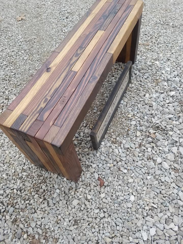Reclaimed PALLET WOOD Rustic Bench By Unique Primtiques | Etsy