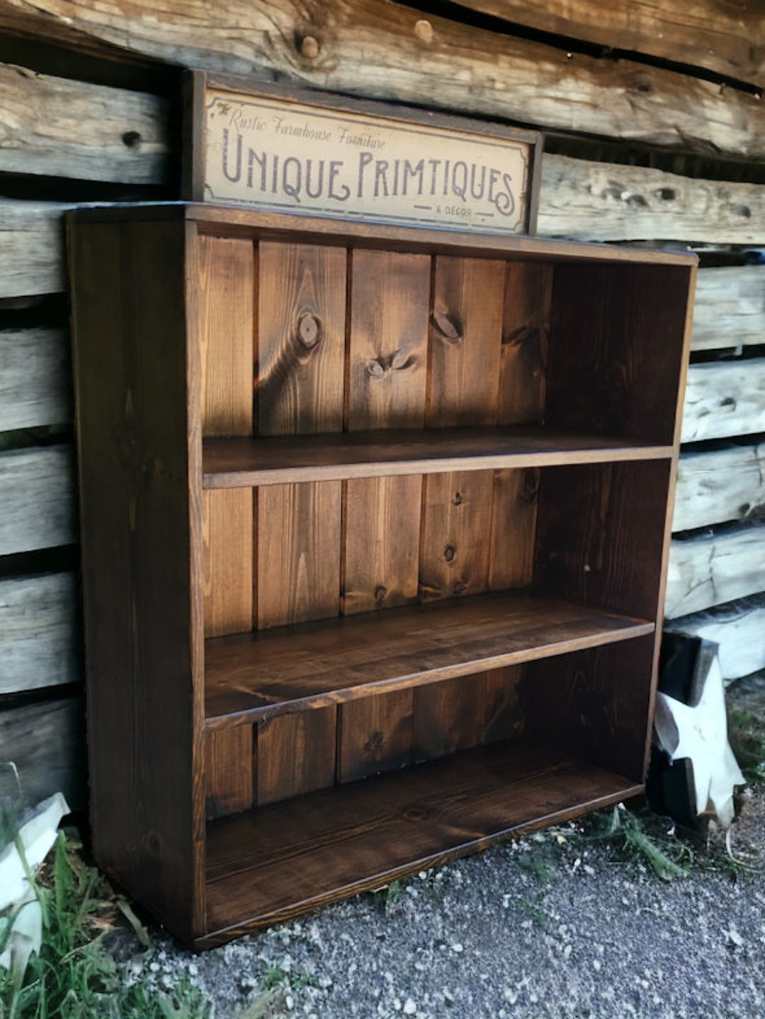 RUSTIC FARMHOUSE BOOKCASE Farm House Country Cabin Shelving Reclaimed ...