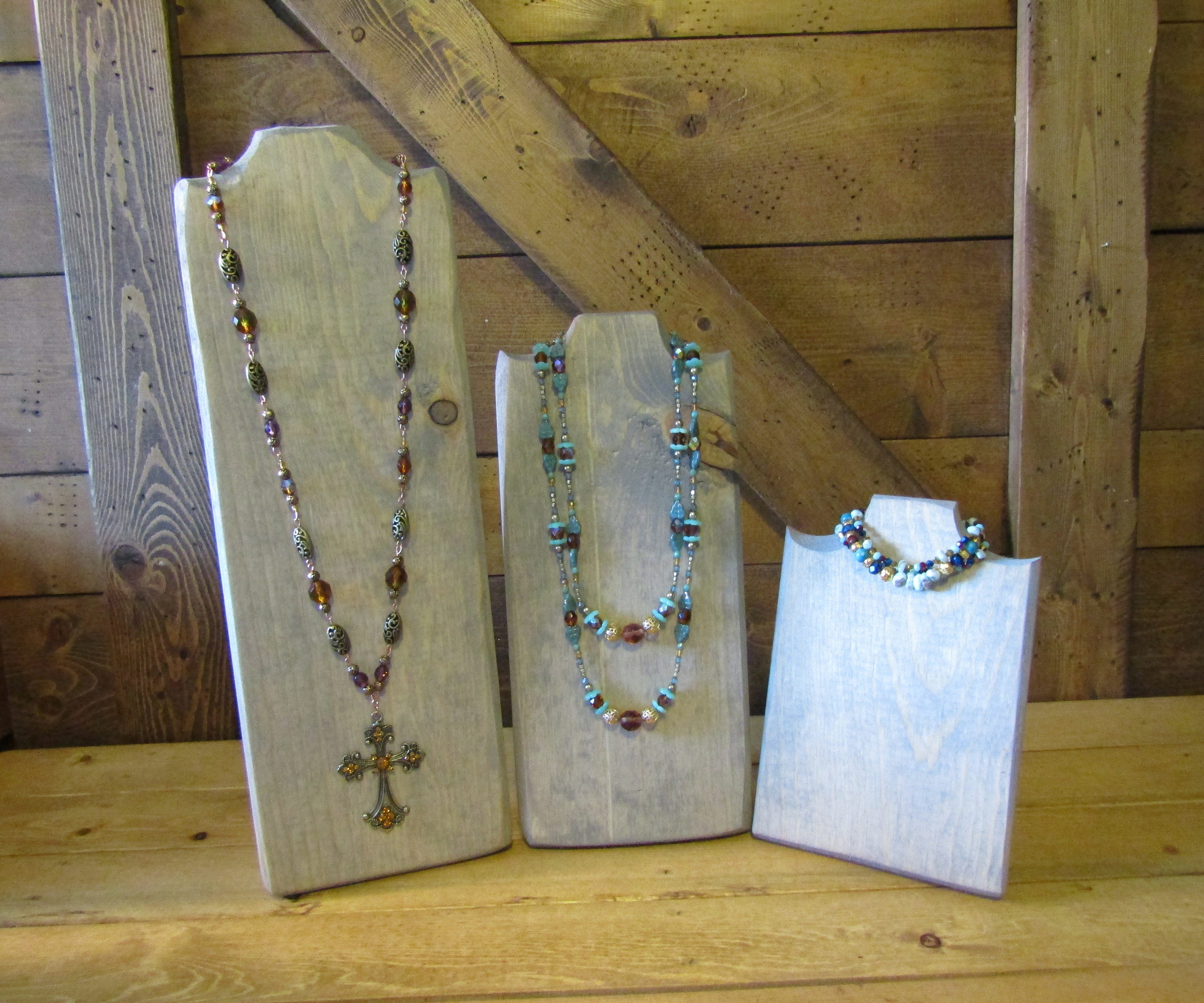 Rustic JEWELRY DISPLAY Necklace Stand Holder SET Of Four | Etsy