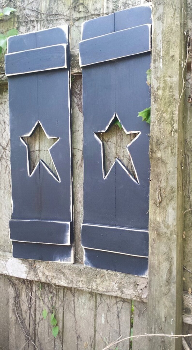 RUSTIC WOOD SHUTTER Star Cutout Primitive Distressed Kettle - Etsy