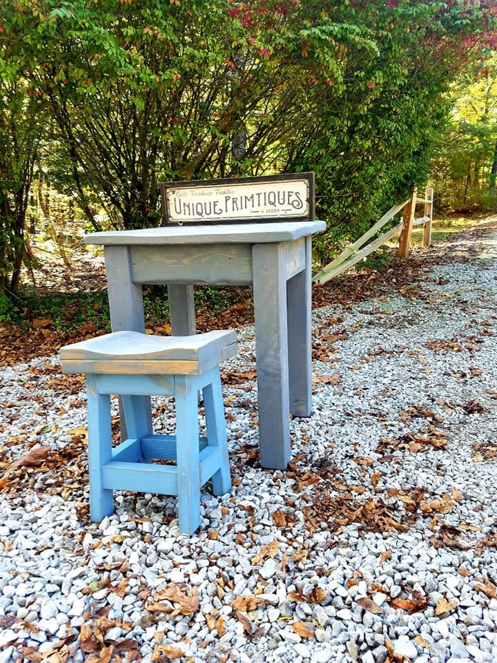 RUSTIC FARMHOUSE Table & Stool Small Tiny Farm House Kitchen | Etsy