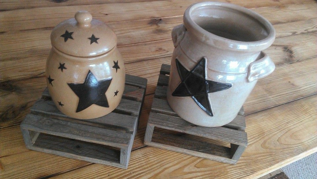 10" X 10" X 3" H Primitive Pallet Table Riser SET of Two Large Coaster ...