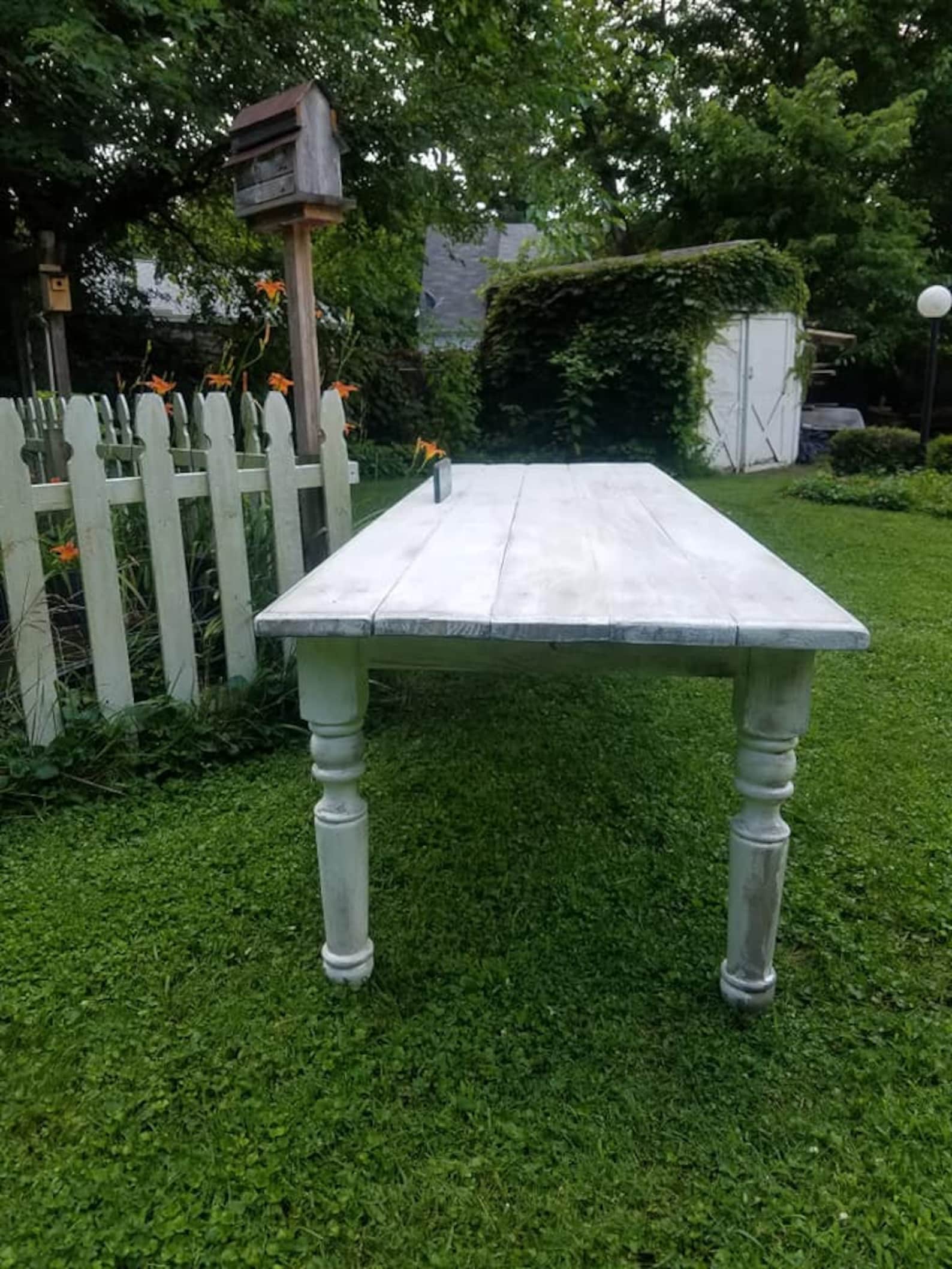 French Country Rustic Farmhouse TABLE Reclaimed Weathered White ...