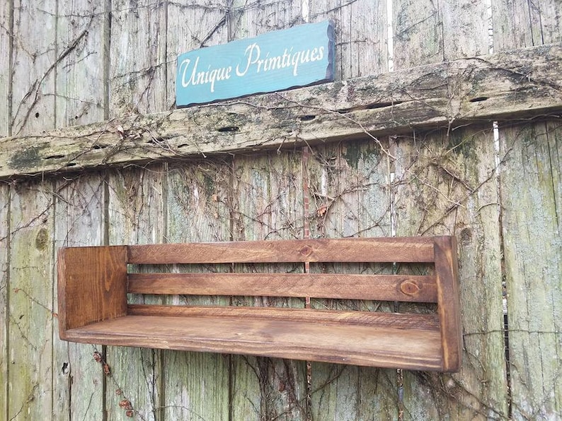 Rustic Wood CRATE SHELF by Unique Primtiques English Chestnut | Etsy